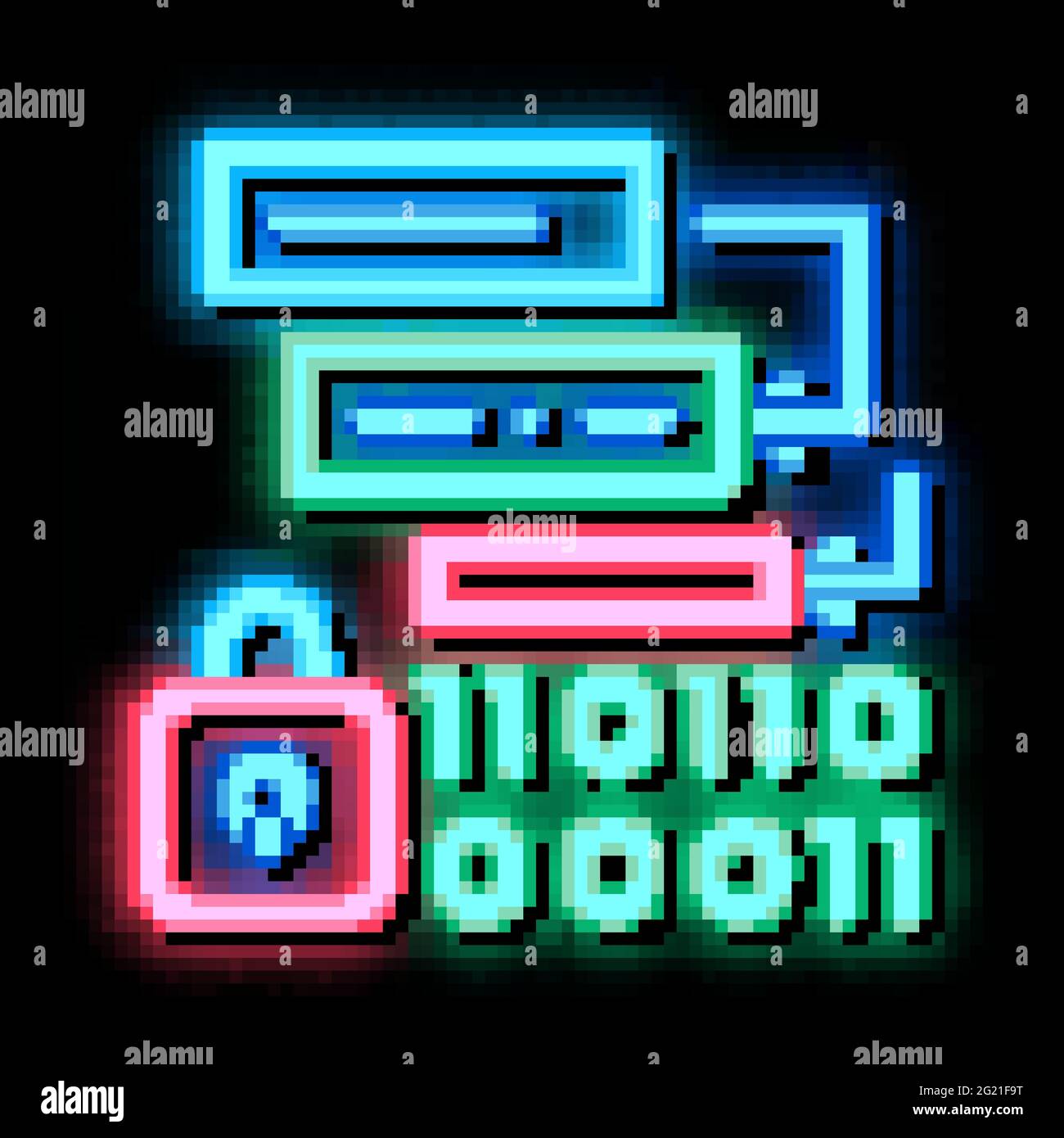 binary protection algorithm neon glow icon illustration Stock Vector ...