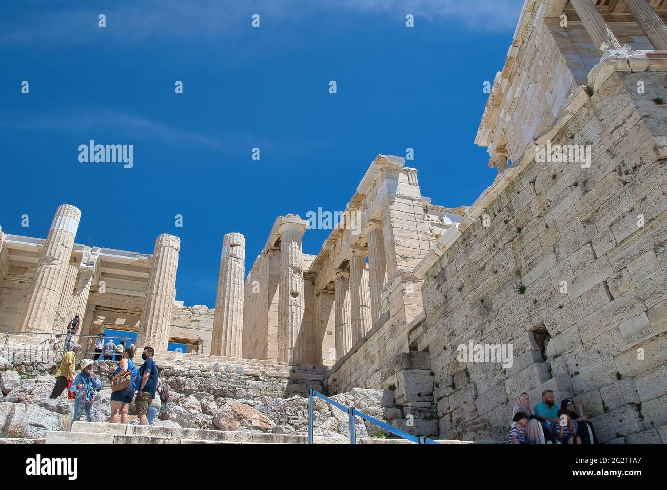 ATHENS, GREECE - May 18, 2021: Propylaea of the Acropolis of Athens is ...