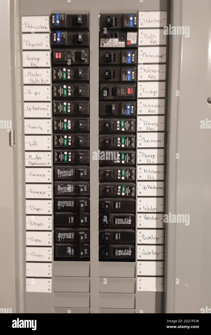 A Modern Power Panel with Breakers Stock Photo - Alamy