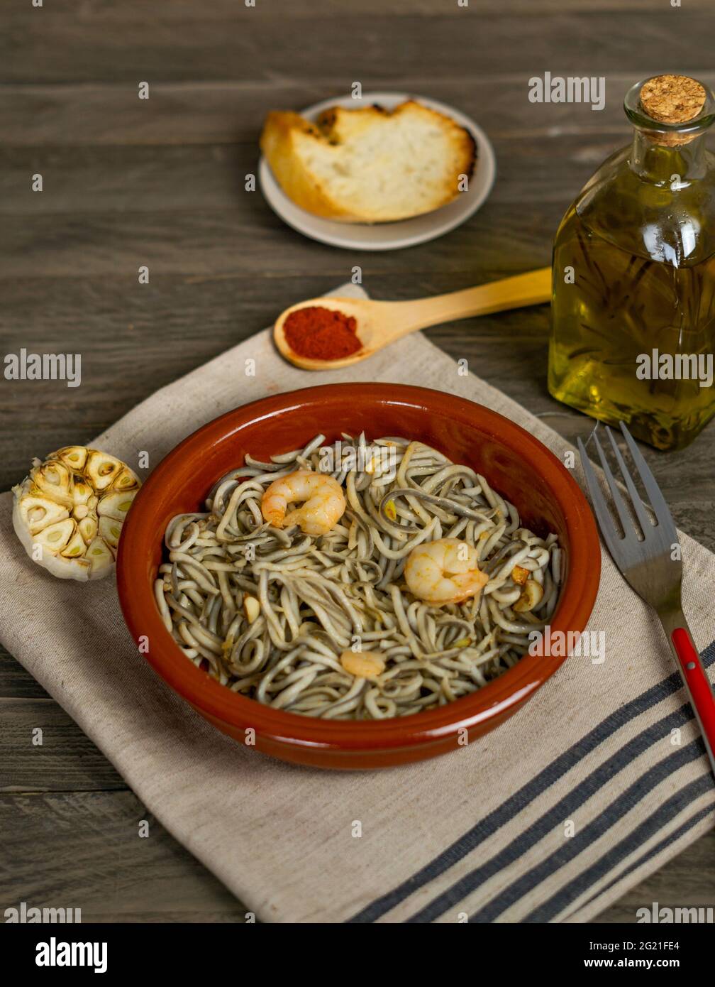 gulas with garlic prawns Stock Photo - Alamy