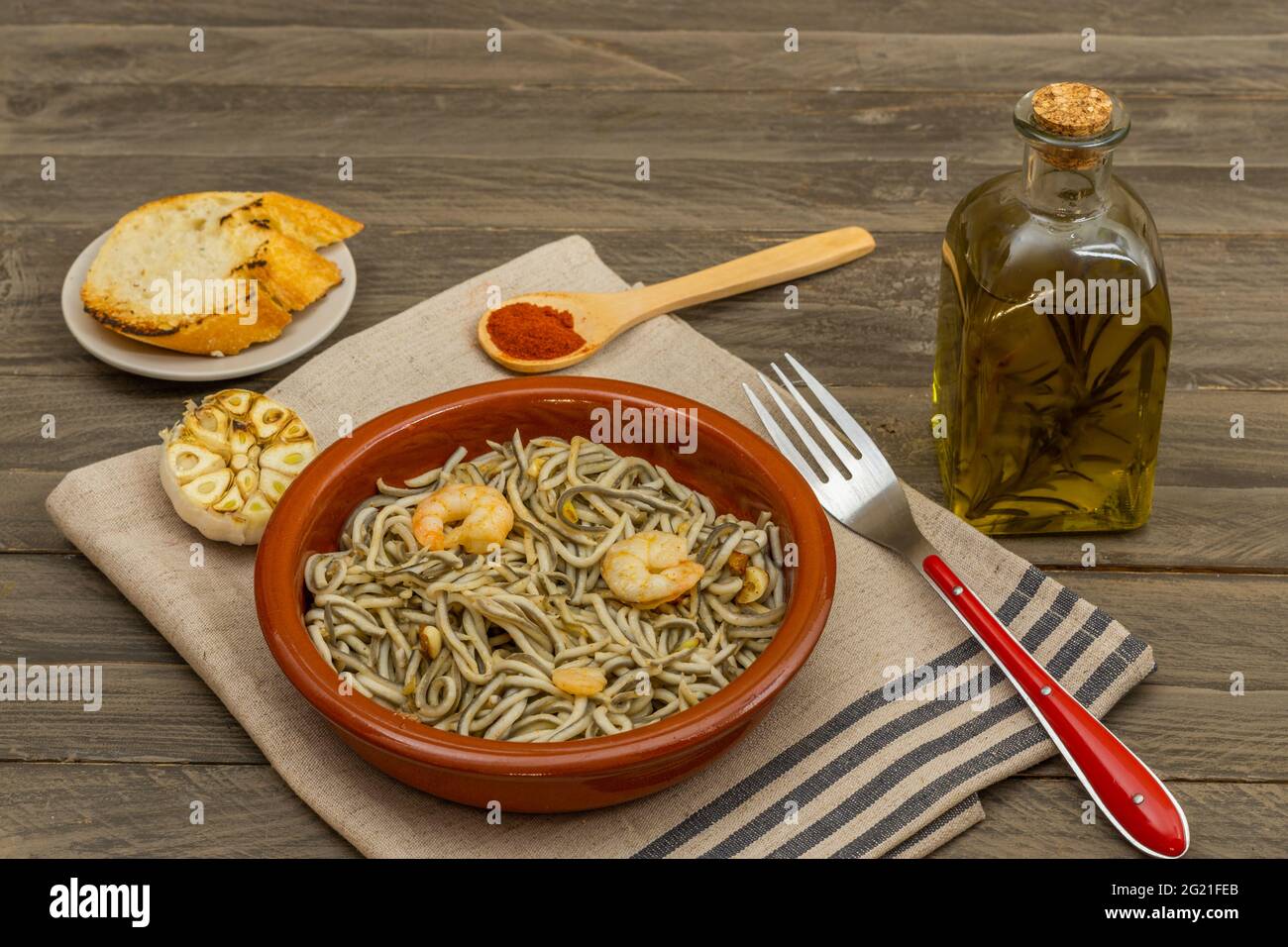 gulas with garlic prawns Stock Photo - Alamy
