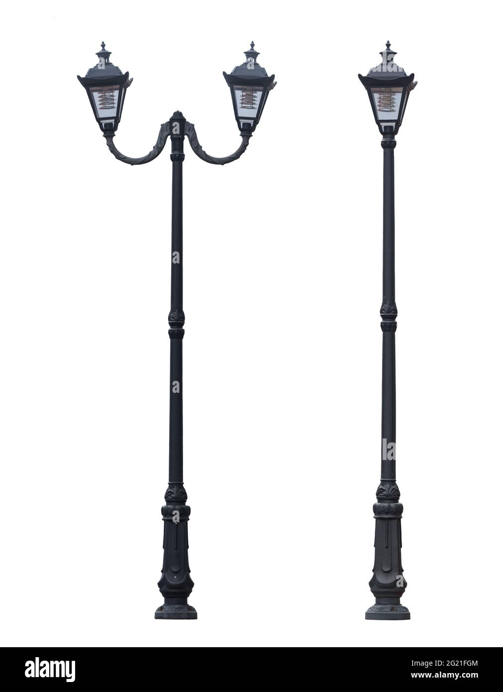 Two street lanterns isolated on white background Stock Photo - Alamy