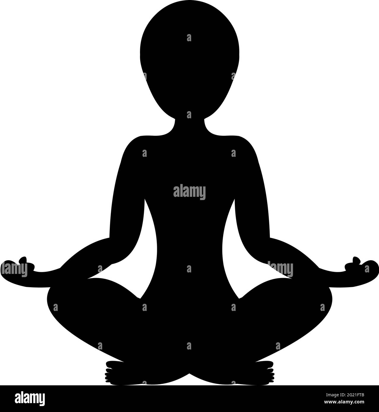 Vector illustration of the silhouette of the classical lotus position ...