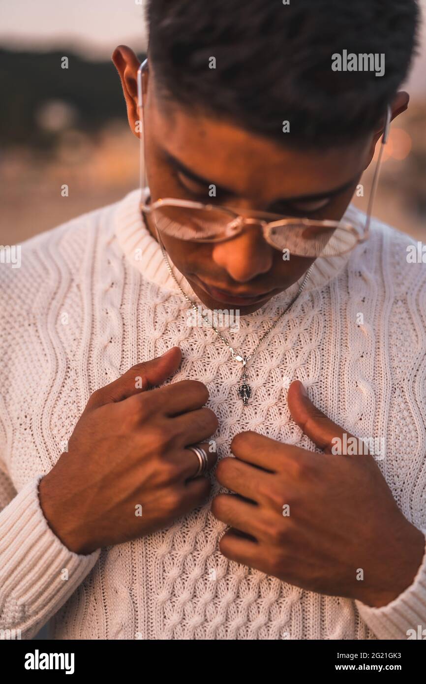 Handsome hispanic man face beach hi-res stock photography and images ...