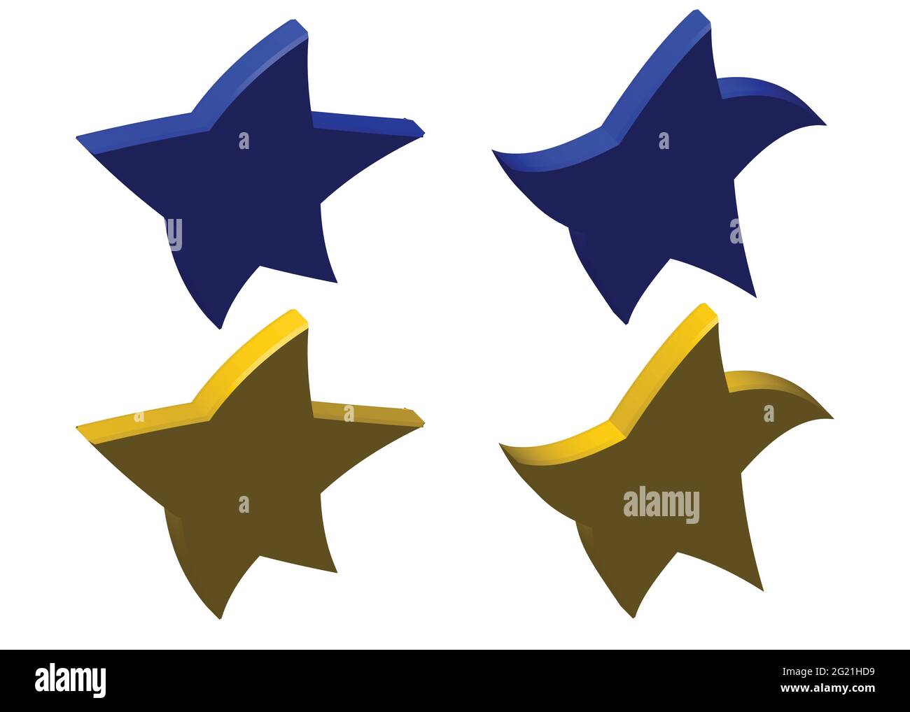 A set with blue and yellow stars isolated on white background - vector ...