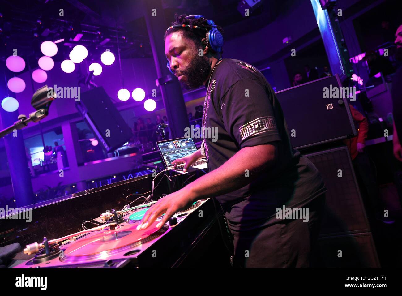 MIAMI BEACH, FL - JUNE 5: DJ Questlove performs during Y.AT private ...