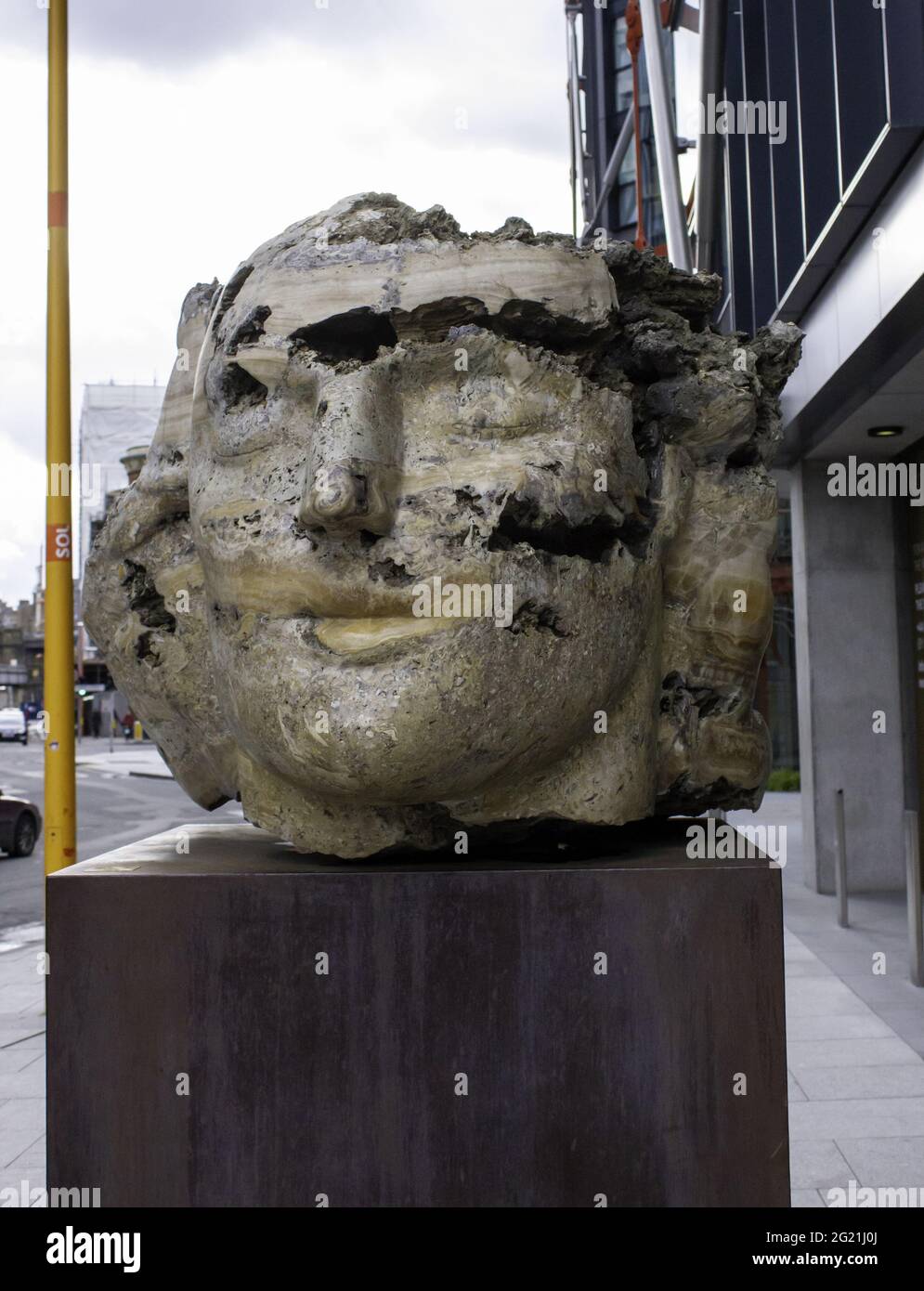 LONDON, UNITED KINGDOM - Feb 17, 2015: A head sculpture by Emily Young ...
