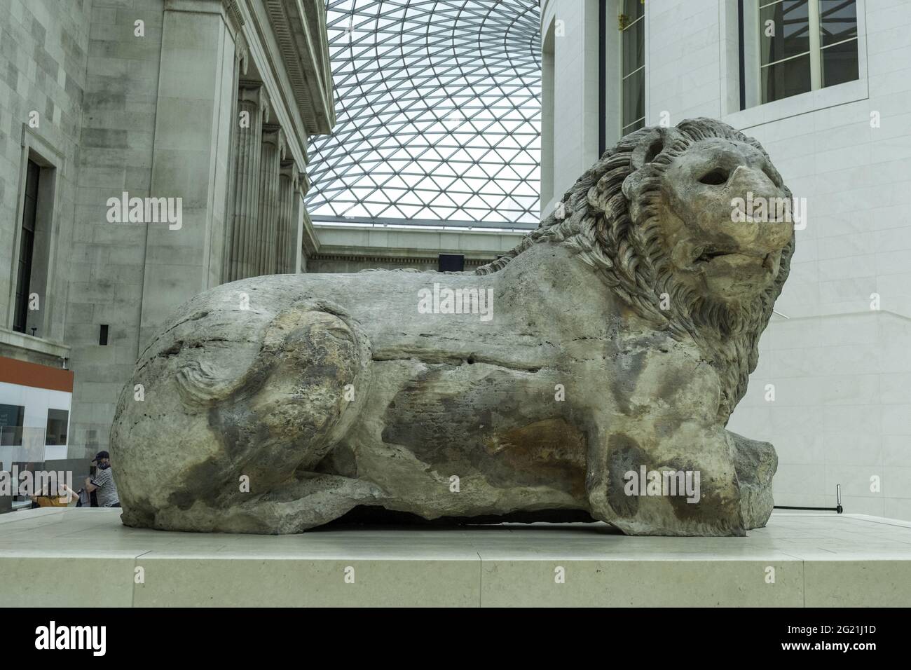 LONDON, UNITED KINGDOM - Jun 04, 2021: This stone Lion came from a tomb ...