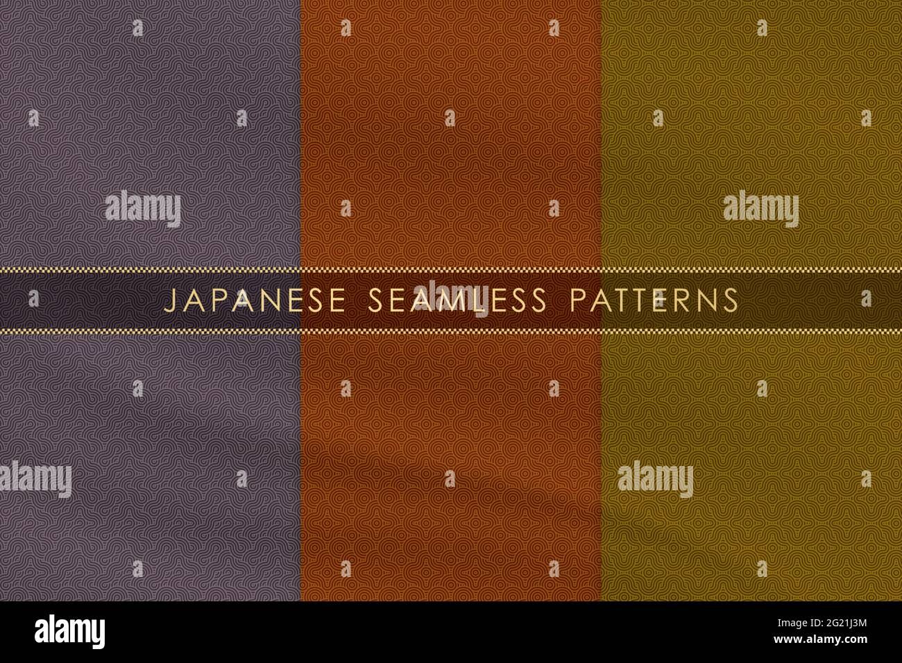 Set of japanese seamless pattern traditional with silk fabric texture ...