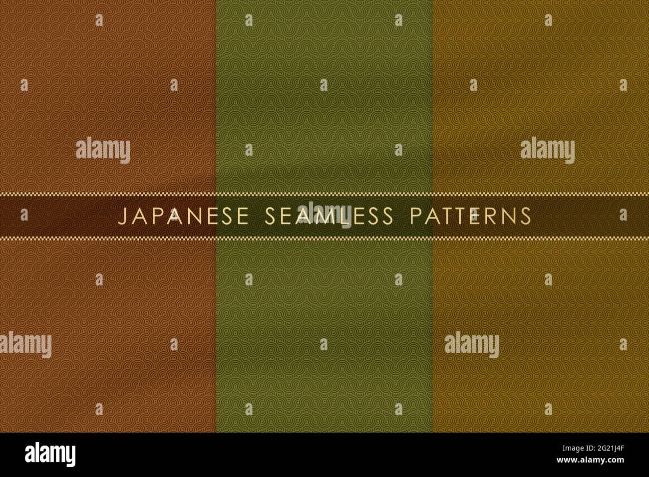 Set of japanese seamless pattern traditional with silk fabric texture ...