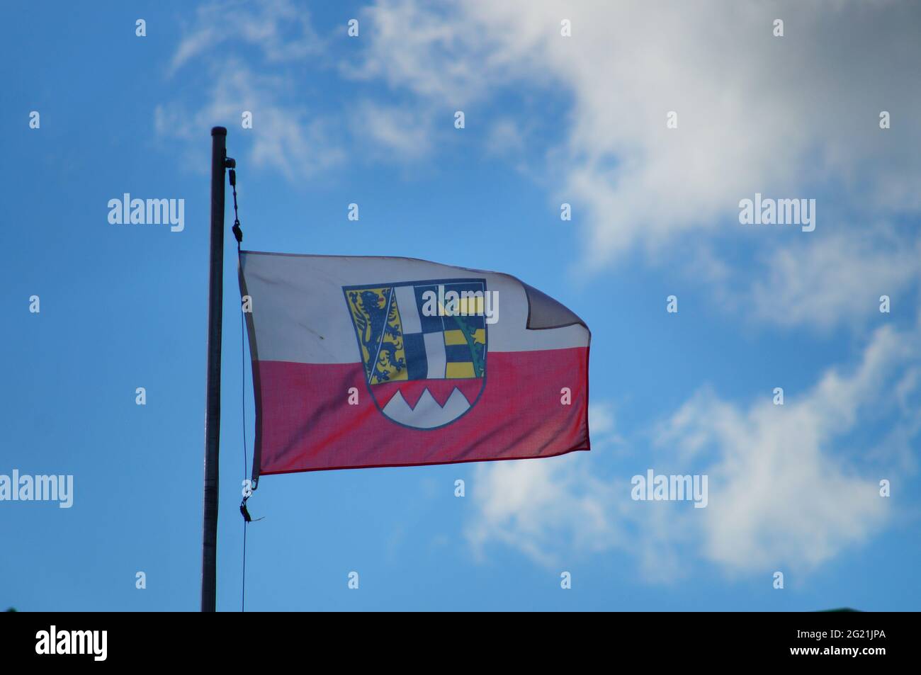 The flag of Upper Franconia flies in a garden in Frankfurt Stock Photo ...