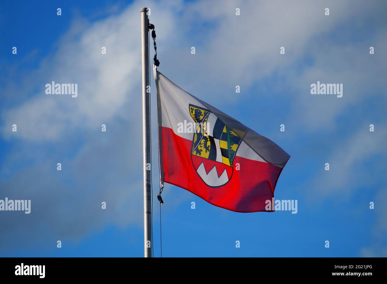 The flag of Upper Franconia flies in a garden in Frankfurt Stock Photo ...