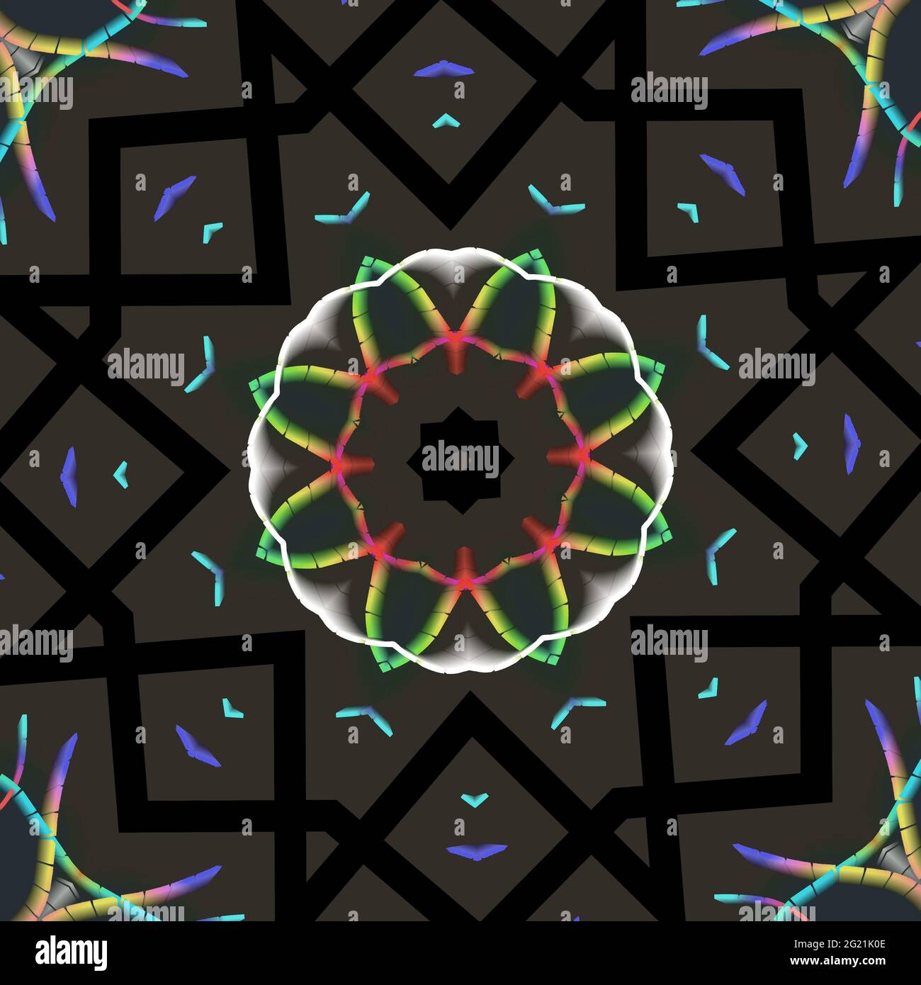 Round floral illustration design Stock Photo - Alamy