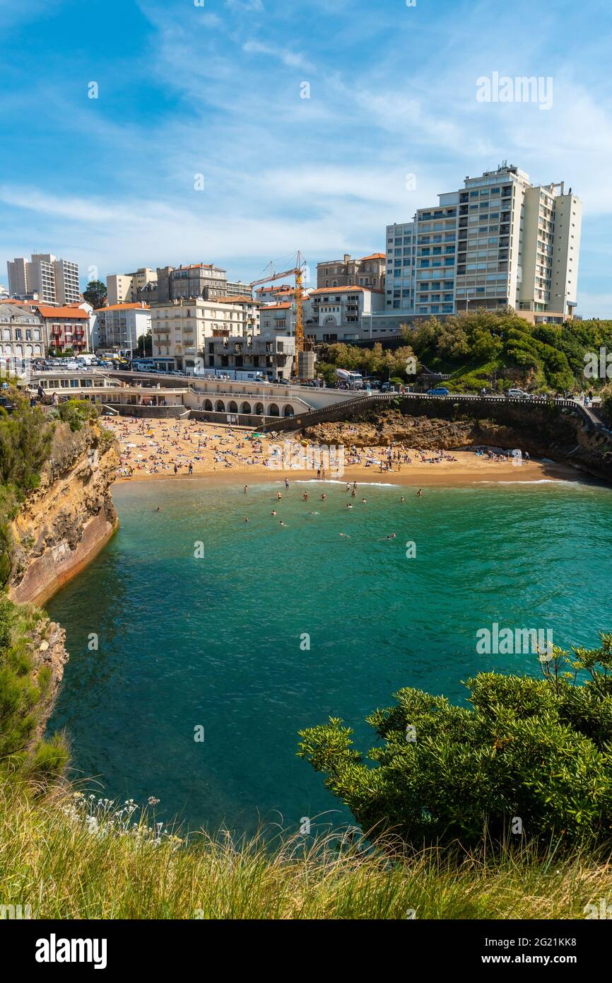 Castle on the Plage du Port Vieux on a summer afternoon. Municipality ...