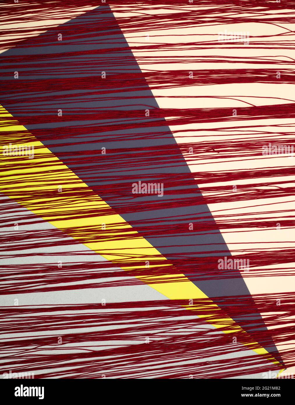 Abstract installation of red rope colored cardboard sheets Stock Photo ...