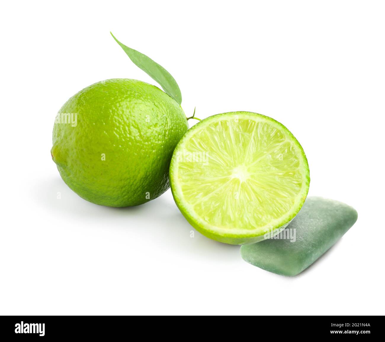 Lime chewing gum on white background Stock Photo - Alamy