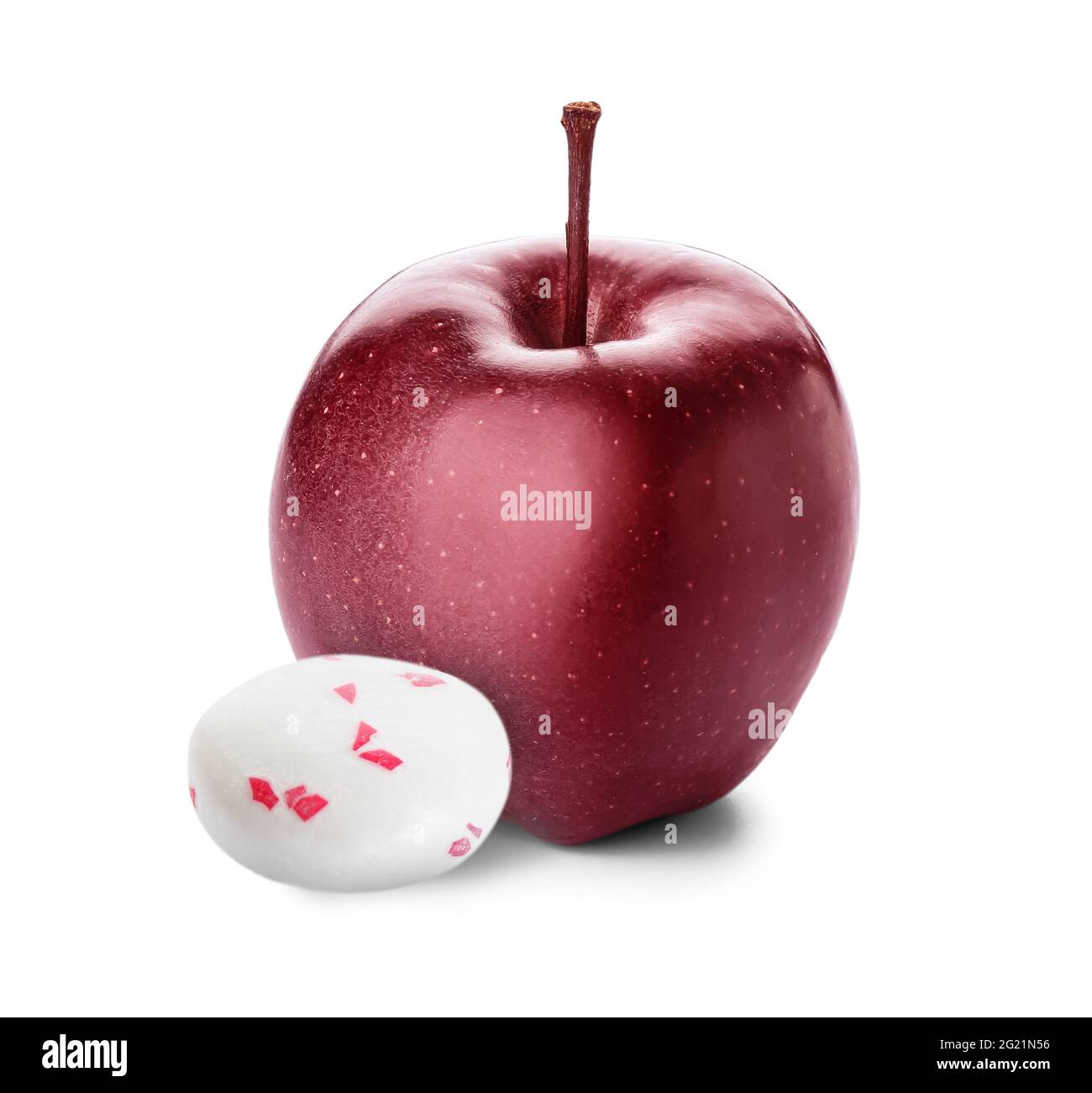 Apple chewing gum on white background Stock Photo - Alamy