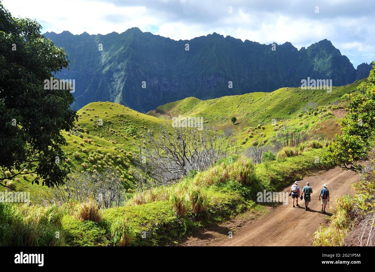 FRENCH POLYNESIA, MARQUESAS ISLANDS. ISLAND OF FATU IVA. FROM OMOA AND ...