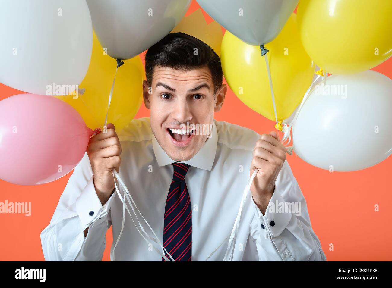 Happy birthday crown balloons hi-res stock photography and images - Alamy