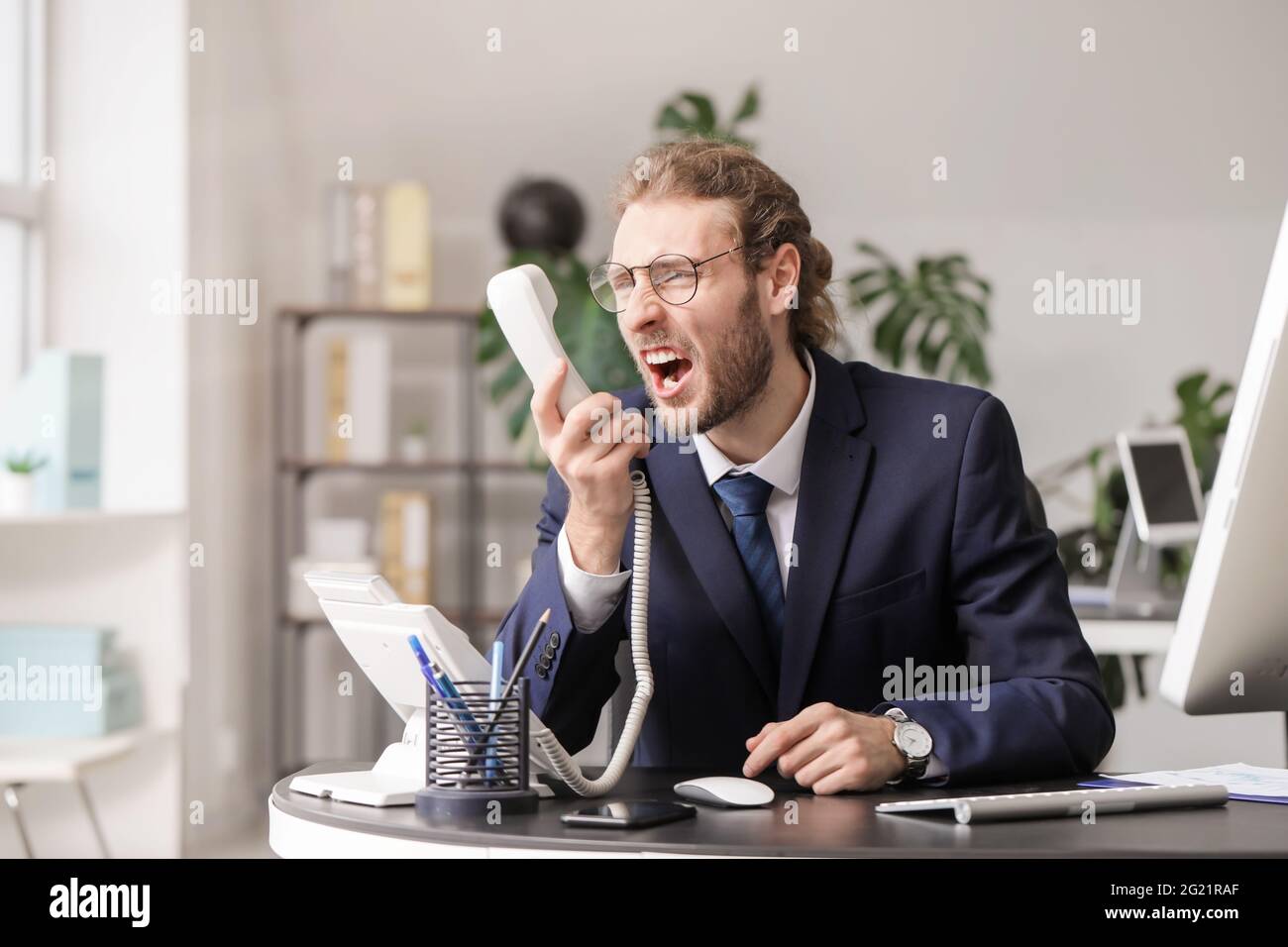 Angry man documents talking on hi-res stock photography and images - Alamy