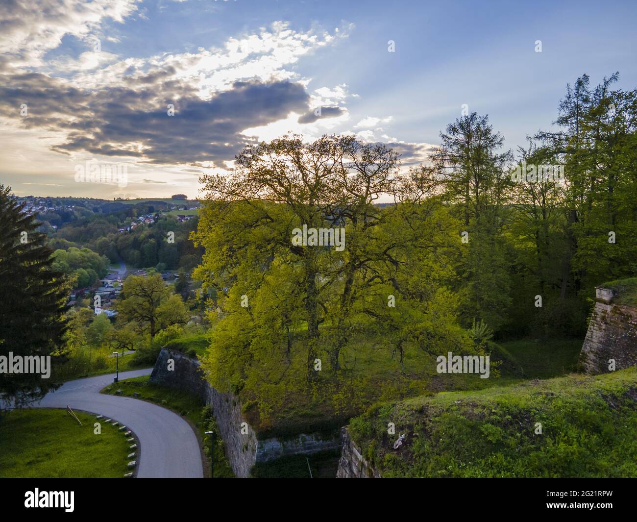 Beautiful Autumn landscape beside the highway overlooking the village ...
