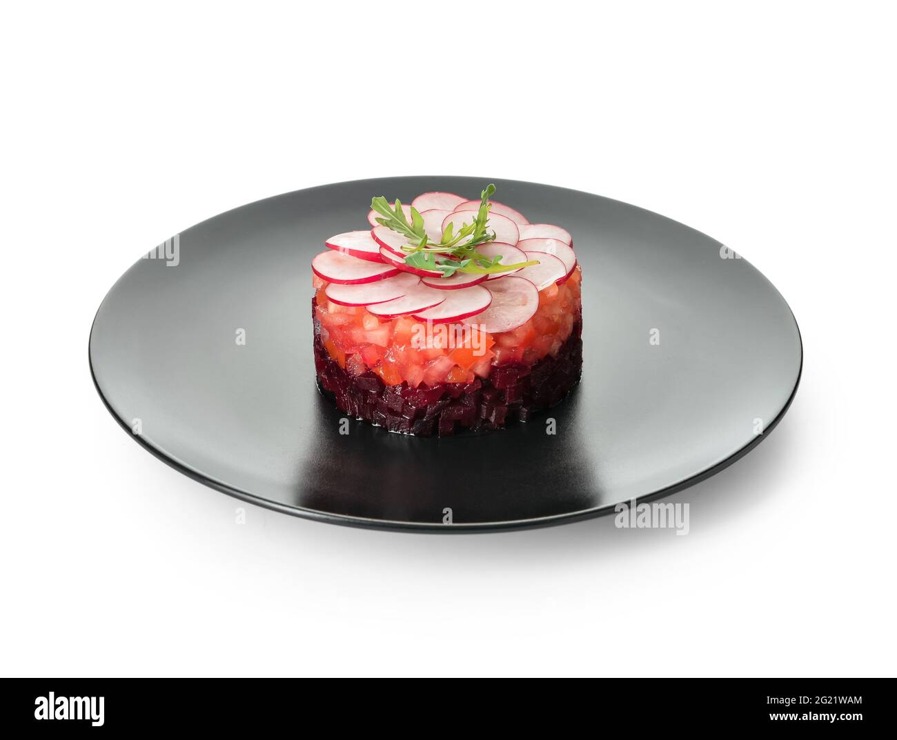 Plate of delicious tartare salad on white background Stock Photo - Alamy