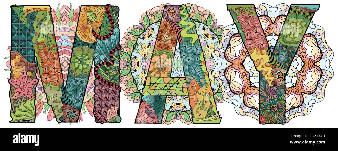 Hand-painted art design. Illustration MAY with mandalas for t-shirt ...