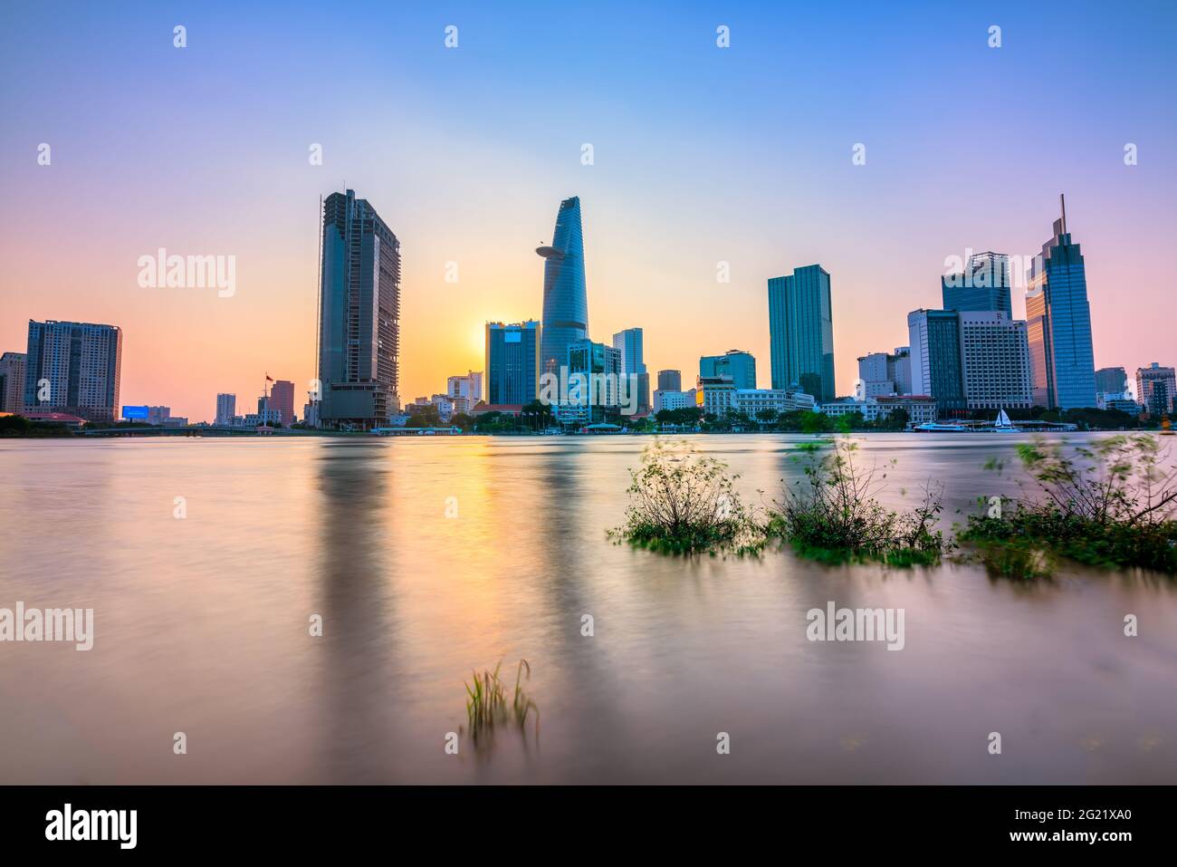 Riverside city sunset moments in the sky at end of day brighter coal ...