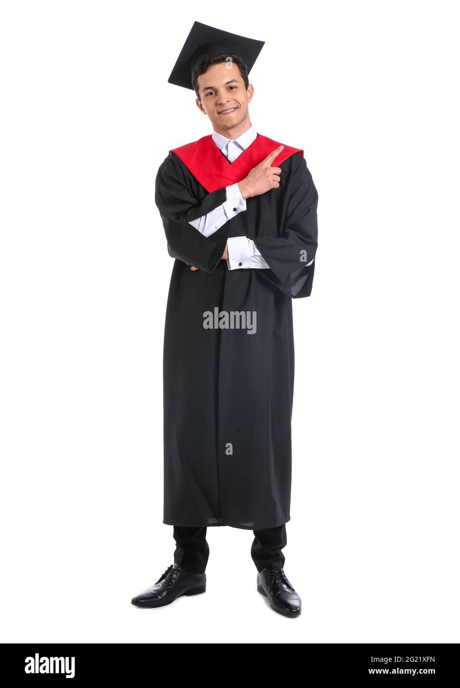 Male graduating student on white background Stock Photo - Alamy