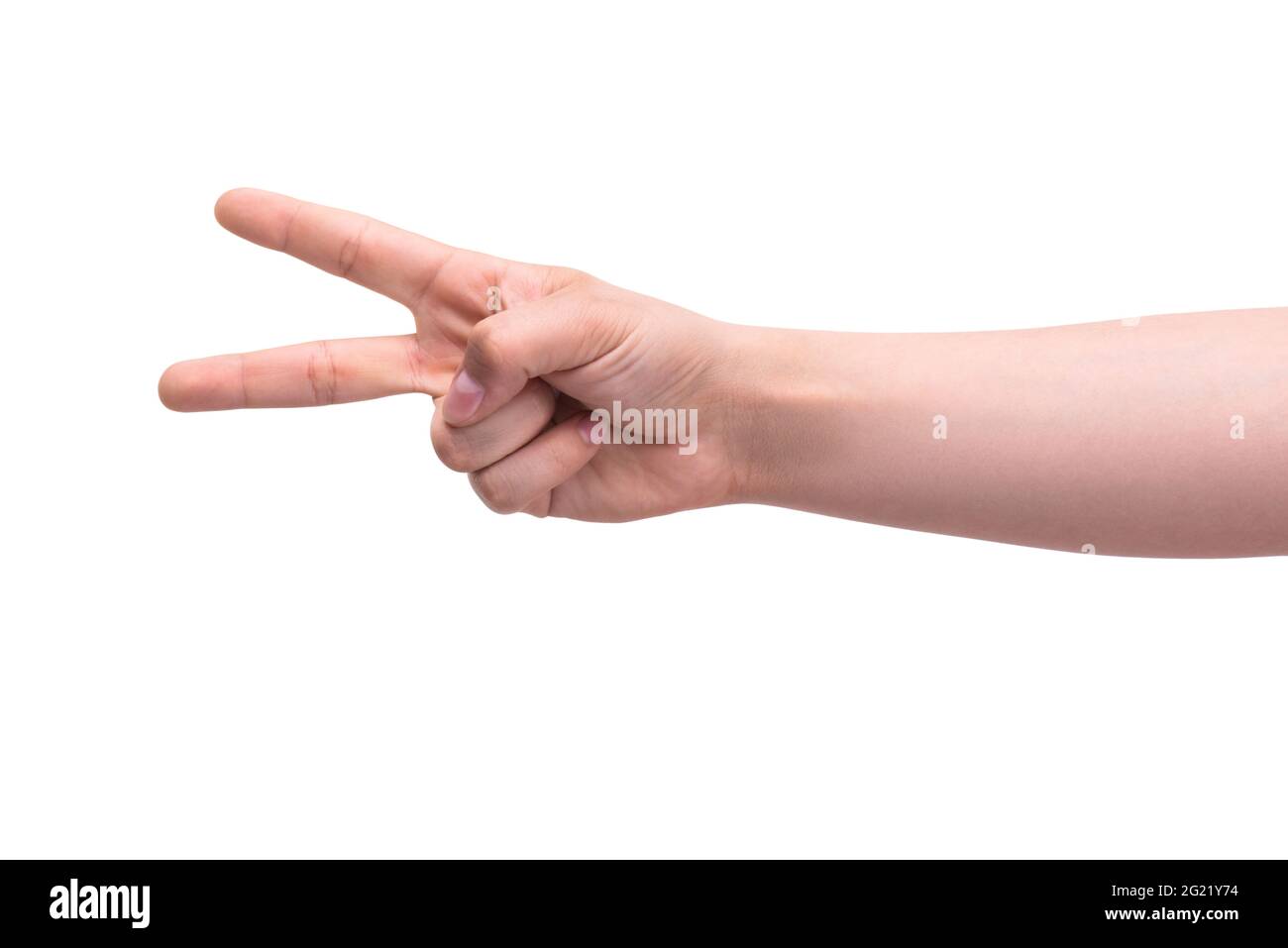 Gestures. One person's hand shows two fingers. Account concept 1,2,3,4 ...