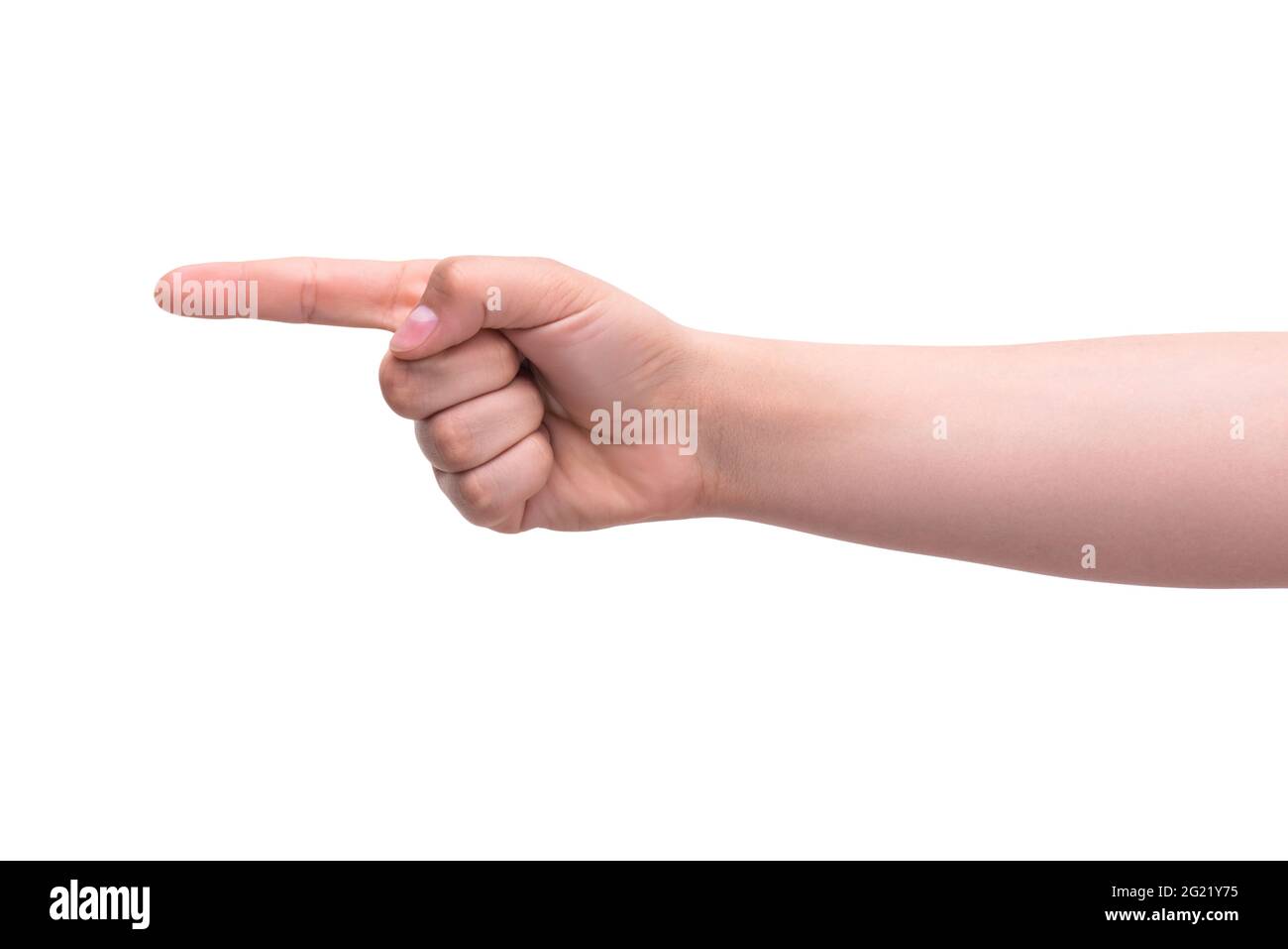 One person's hand points the index finger straight out to divert ...