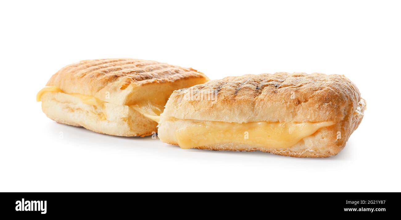 Cheese ciabatta sandwich on white background Stock Photo - Alamy