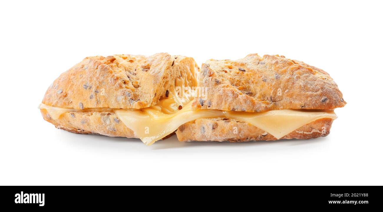 Cheese ciabatta sandwich on white background Stock Photo - Alamy