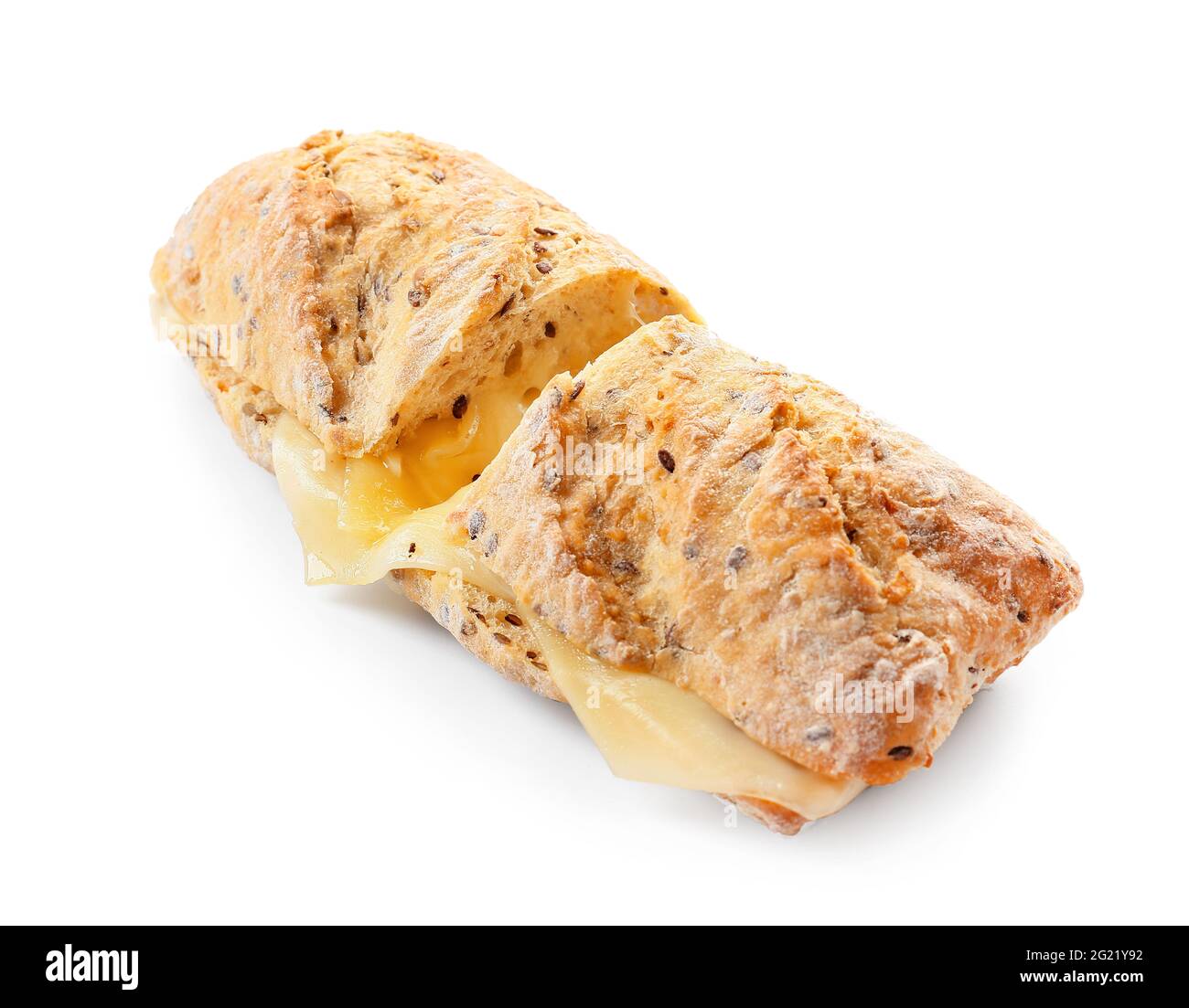 Cheese ciabatta sandwich on white background Stock Photo - Alamy