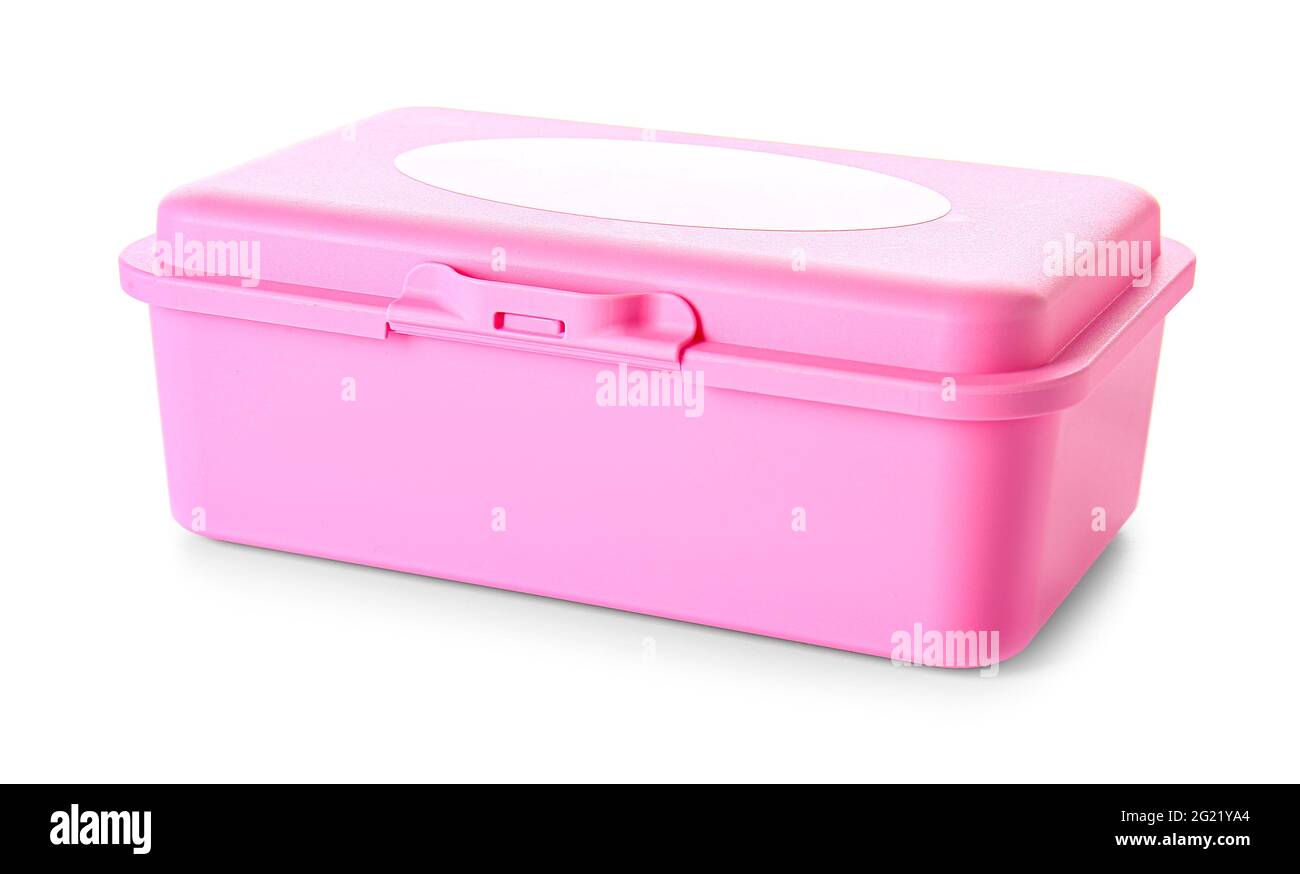 Plastic lunch box on white background Stock Photo - Alamy