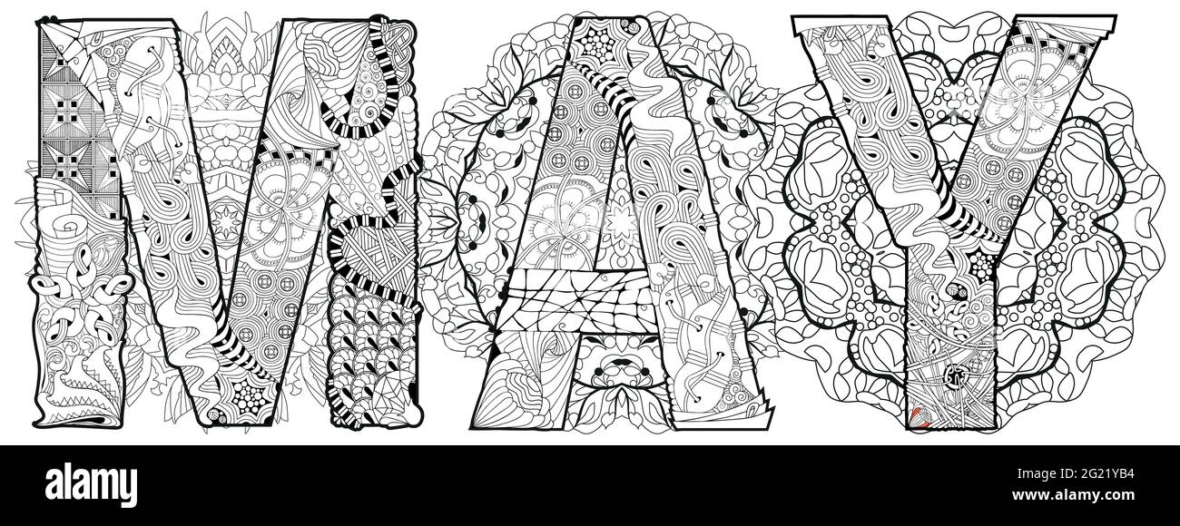 Hand-painted art design. Illustration MAY with mandalas for t-shirt ...