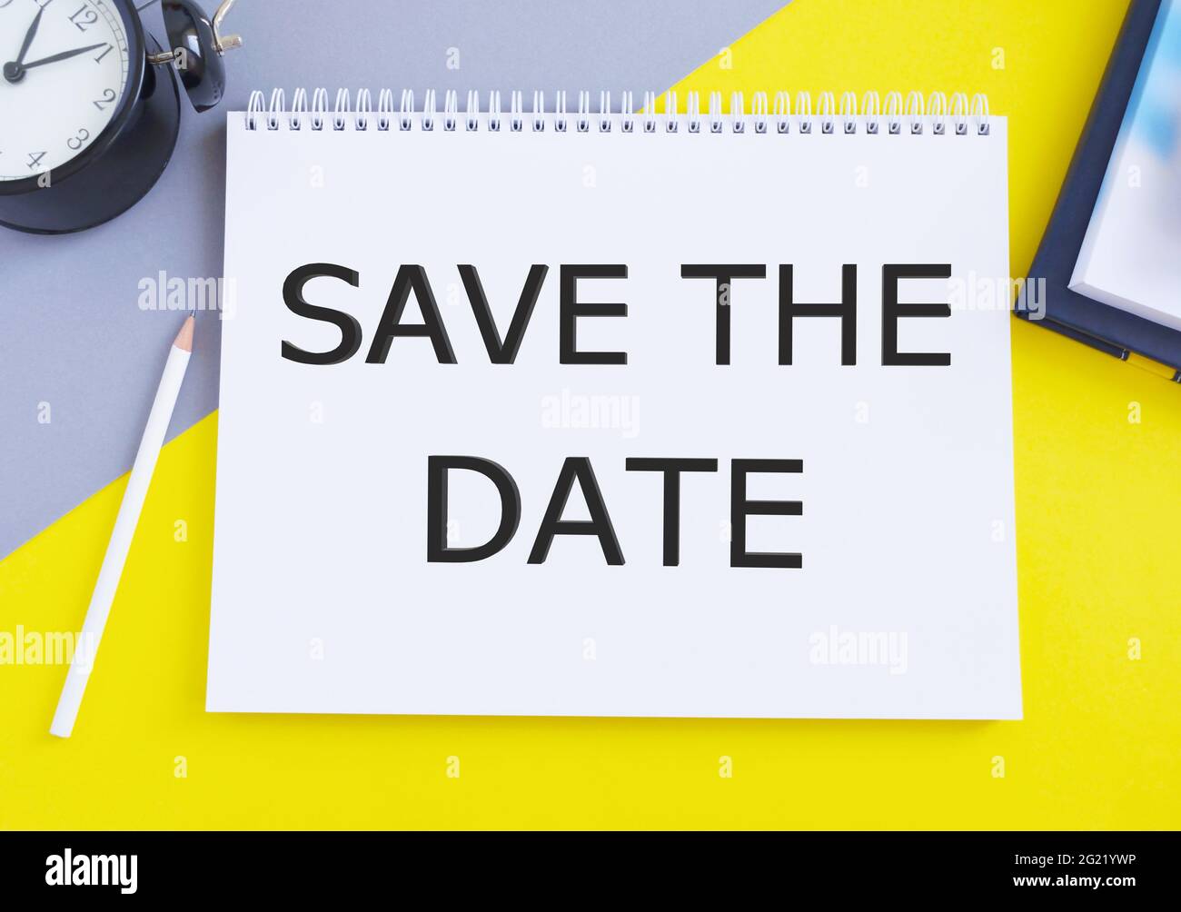 Save the date text written in Notebook. Business concept for remember not schedule anything else ...