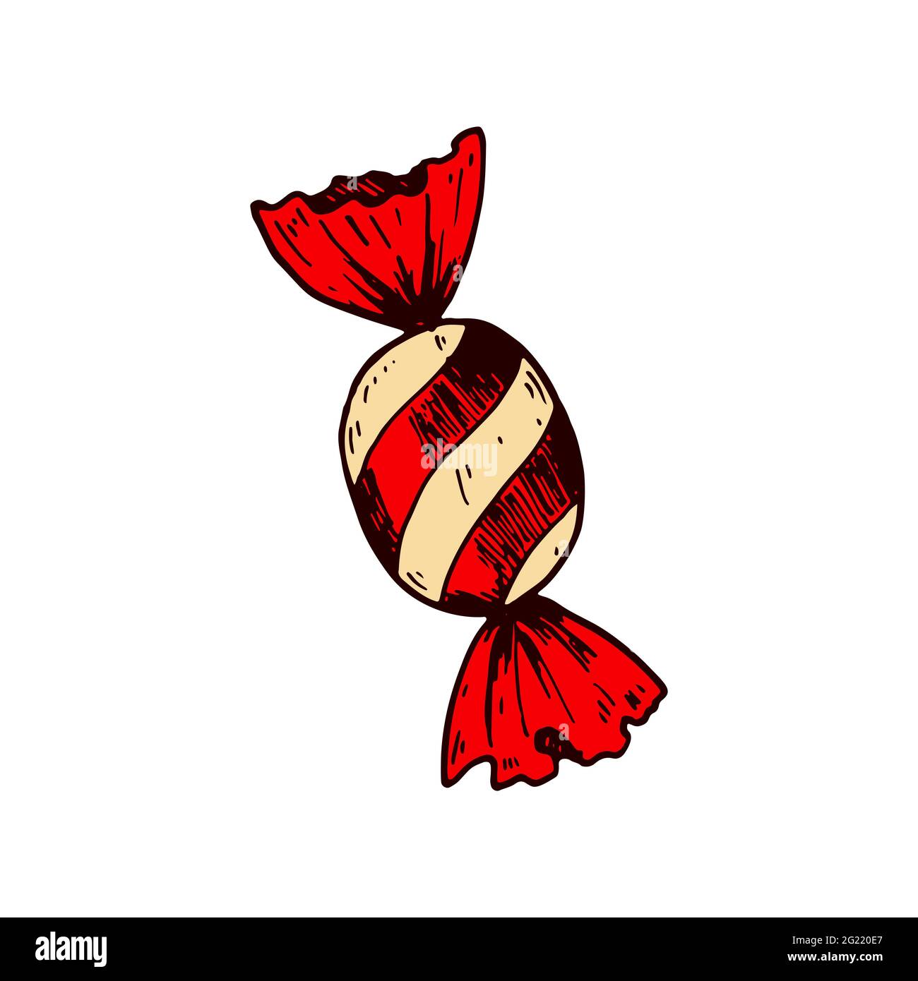 Hand drawn colorful candy isolated on white. Vector illustration in ...