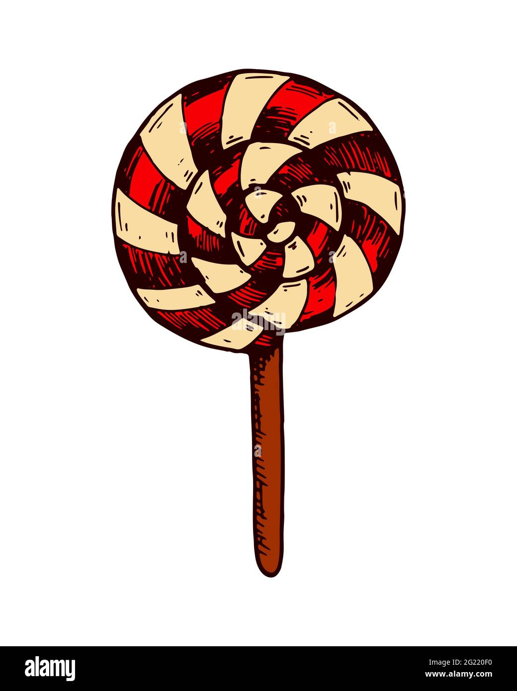 Hand drawn colorful round lollipop isolated on white. Vector ...