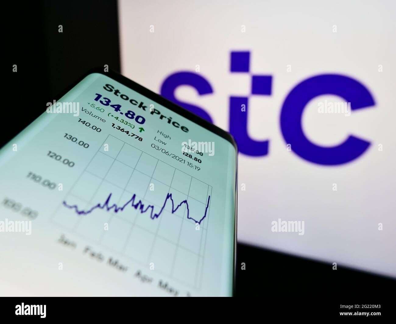 Smartphone with website of Arabian carrier Saudi Telecom Company (STC ...