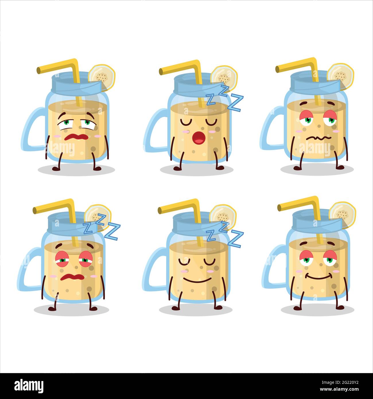 Cartoon character of banana smoothie with sleepy expression. Vector ...