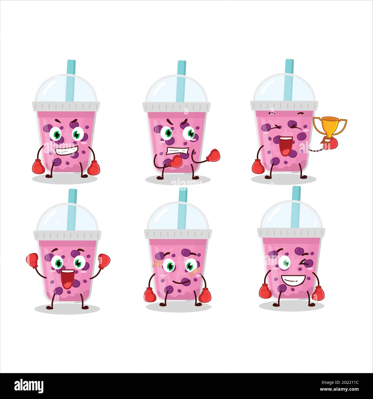 A sporty grapes milk with boba boxing athlete cartoon mascot design ...