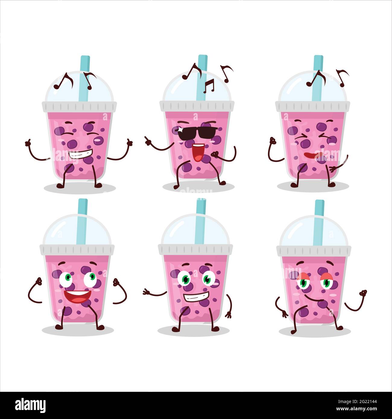 An image of grapes milk with boba dancer cartoon character enjoying the ...
