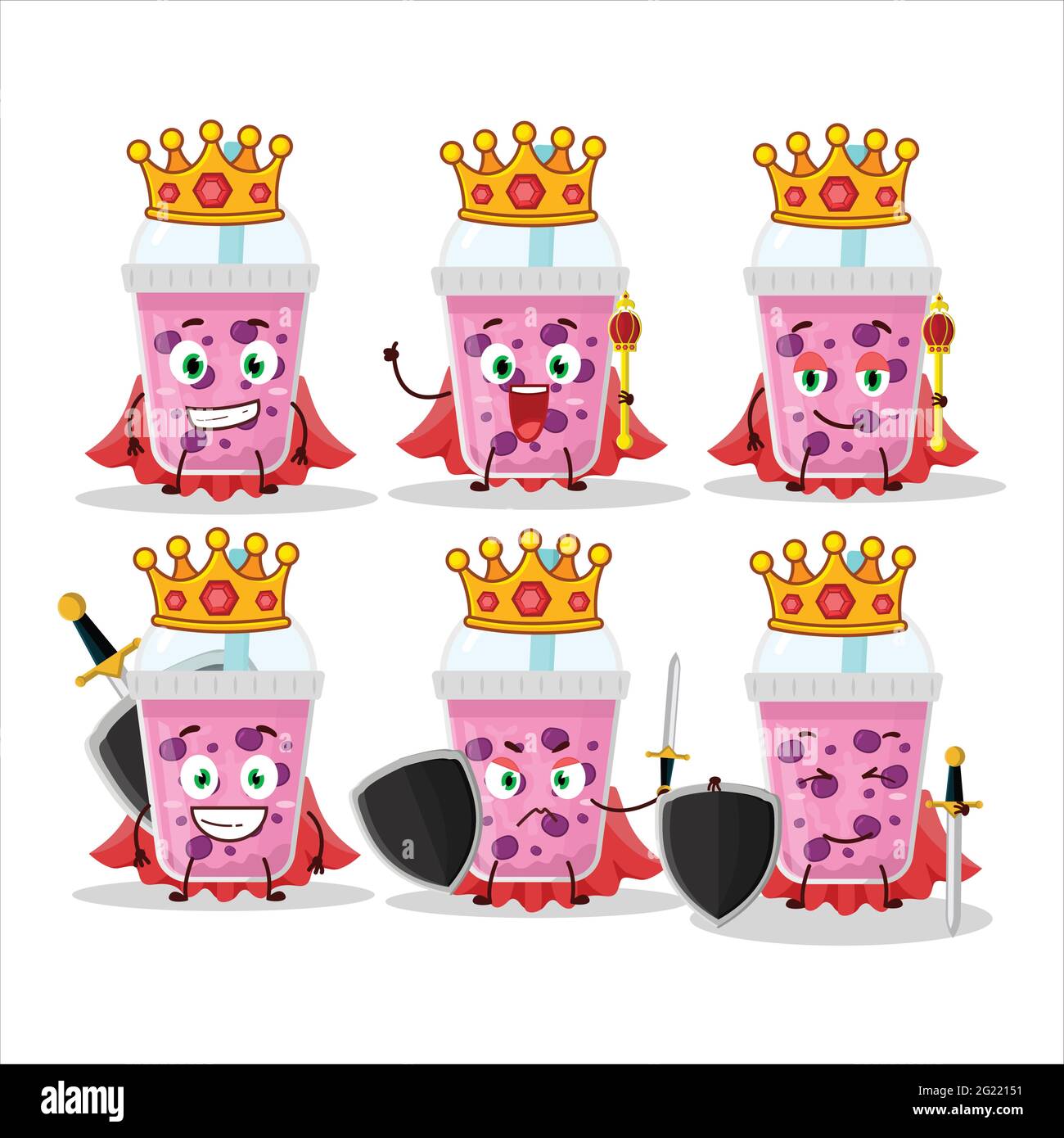 A Charismatic King grapes milk with boba cartoon character wearing a ...