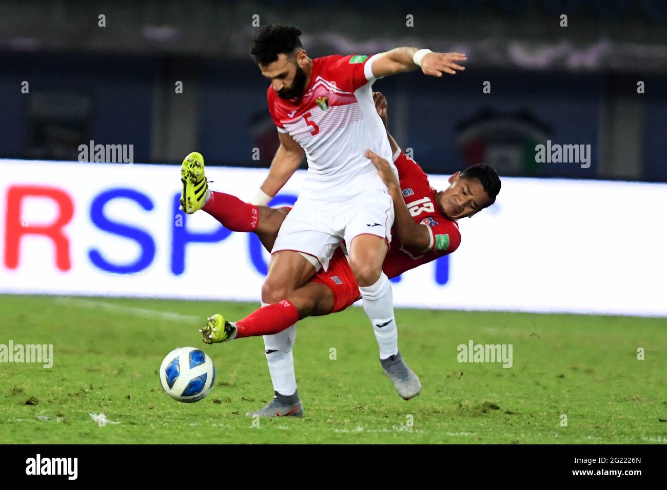 Kuwait City, Kuwait. 7th June, 2021. Yazan Alarab (Front) of Jordan ...