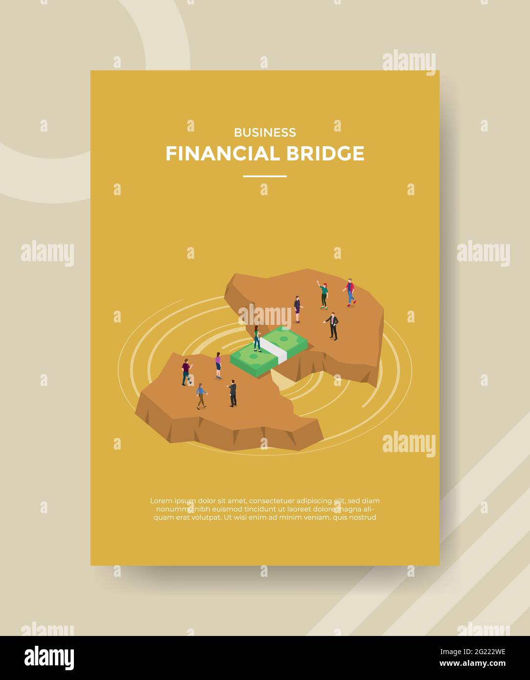 financial bridge concept for template banner and flyer with isometric ...
