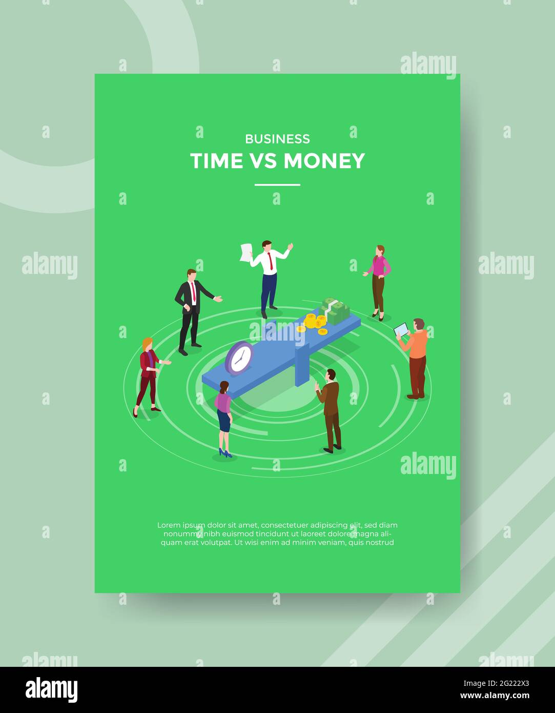time vs money concept for template banner and flyer with isometric ...