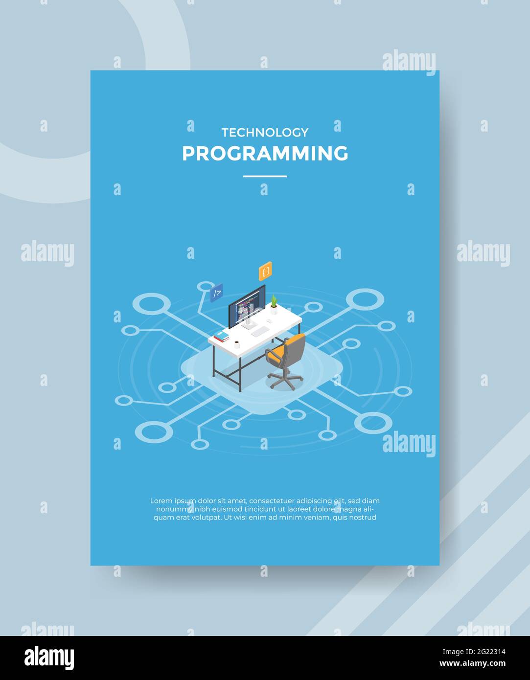 programming concept for template banner and flyer with isometric style ...