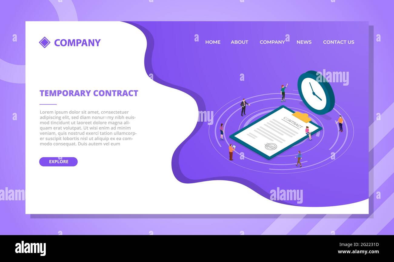 temporary contract concept for website template or landing homepage ...