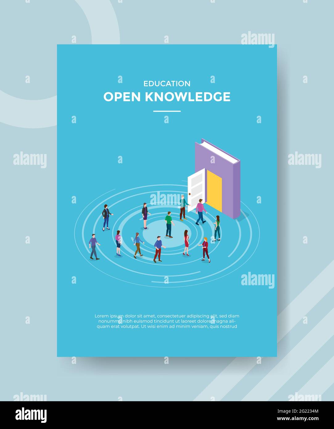 open knowledge concept for template banner and flyer with isometric ...